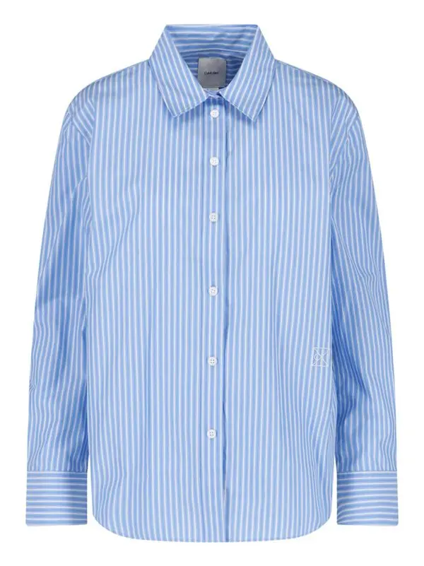 Calvin Klein Striped Cotton Button-down Shirt - Light Blue