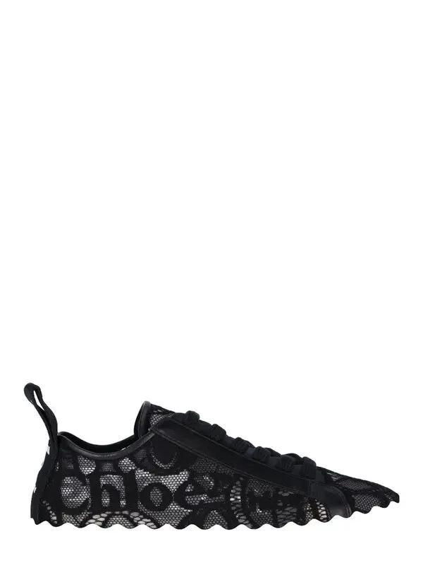 Chloé Lace And Leather Trim Sneakers - Black