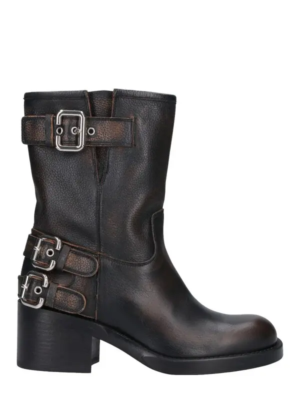 Chloé Calf Leather Ankle Boots With Buckle Detail - Black