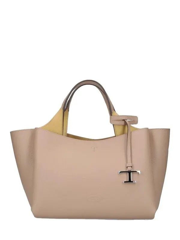 TOD`S 100% Calf Leather Shoulder Bag - Beige