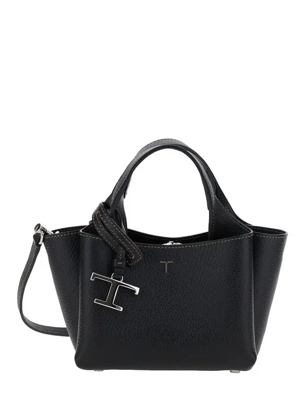TOD'S Calf Leather Mini Shoulder Bag - Black