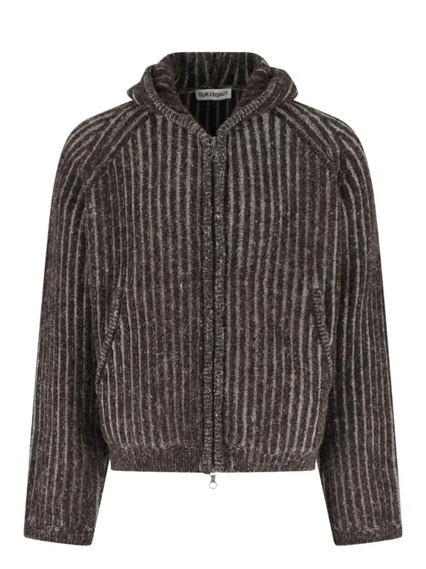 Our Legacy Iseels Wool Striped Zip-up Sweater - Brown