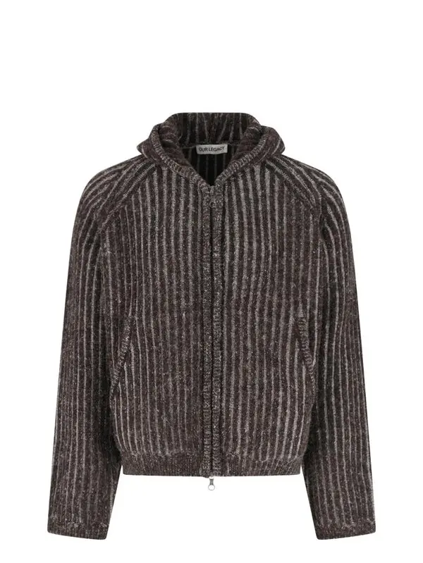 Our Legacy Striped Zip-up Hooded Cardigan - Brown