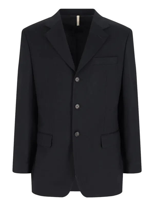 SUNFLOWER 100% Wool Jacket With Notched Lapel - Black
