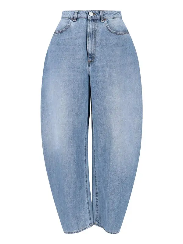 RÓHE High-waist Barrel Leg Jeans - Blue