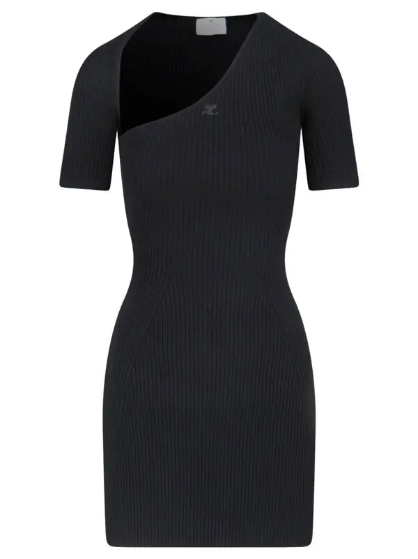 COURREGES Ribbed Viscose-blend Mini Dress - Black