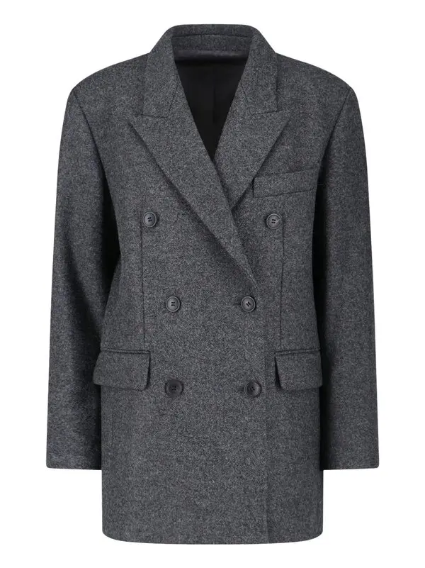 Isabel Marant Étoile Double Breasted Virgin Wool Blazer - Grey