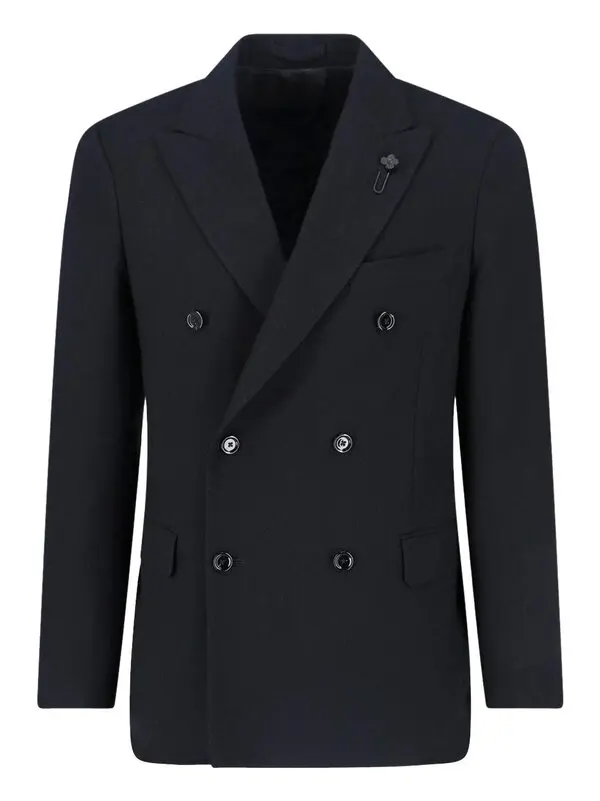 LARDINI Tailored Double-breasted Blazer - Black