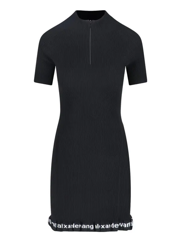 Alexander Wang Ribbed Zip-front Mini Dress - Black