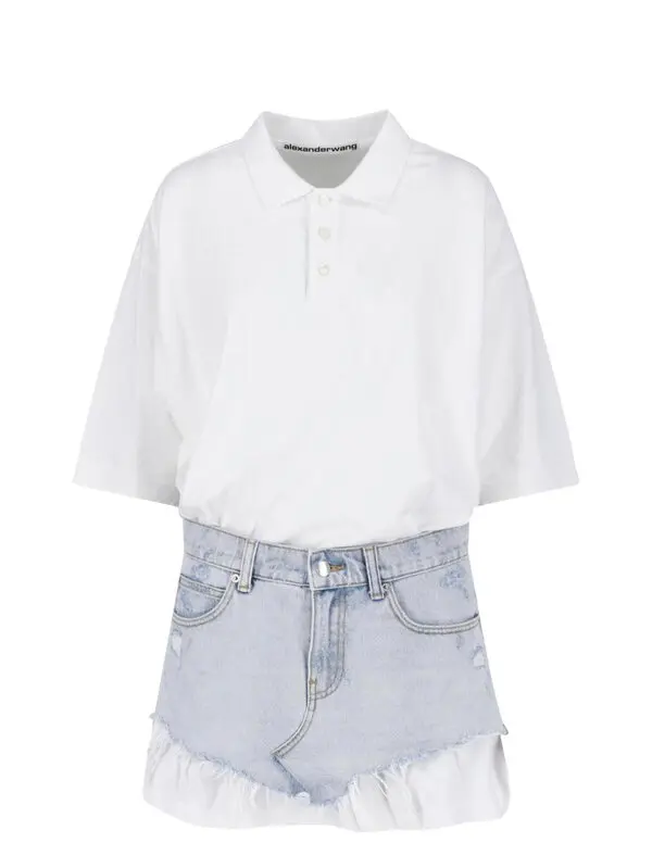 Alexander Wang Cotton-blend Stretch Dress With Contrast Trim - Light Blue