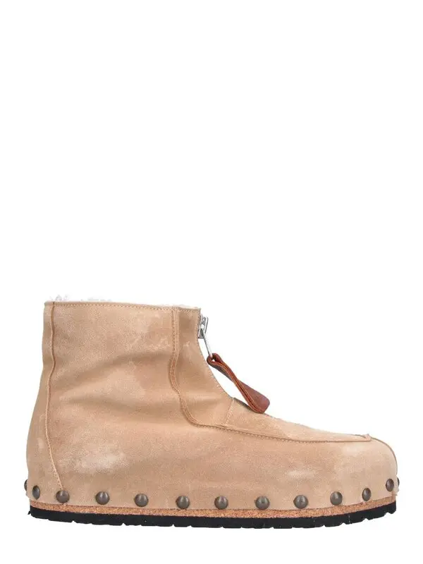MAGLIANO Suede Leather Zip Up Boots With Studded Sole - Beige