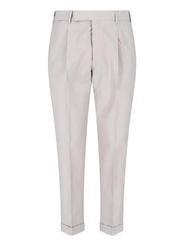 PT TORINO Tailored Wool-cotton Trousers - Grey