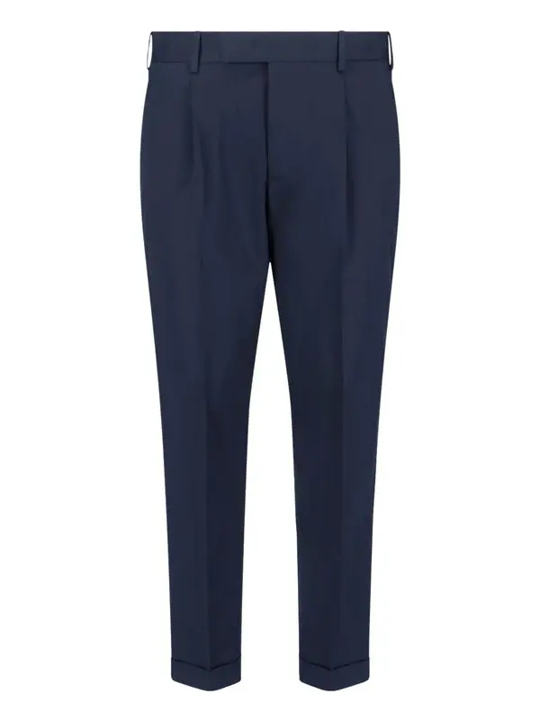 PT TORINO Tailored Cotton-elastane Trousers - Blue