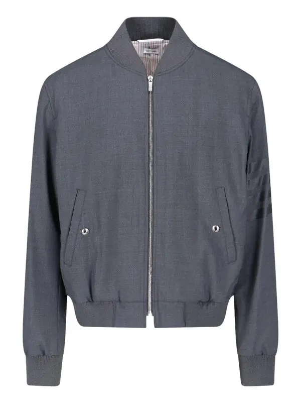 Thom Browne Zip-front Bomber Jacket - Grey