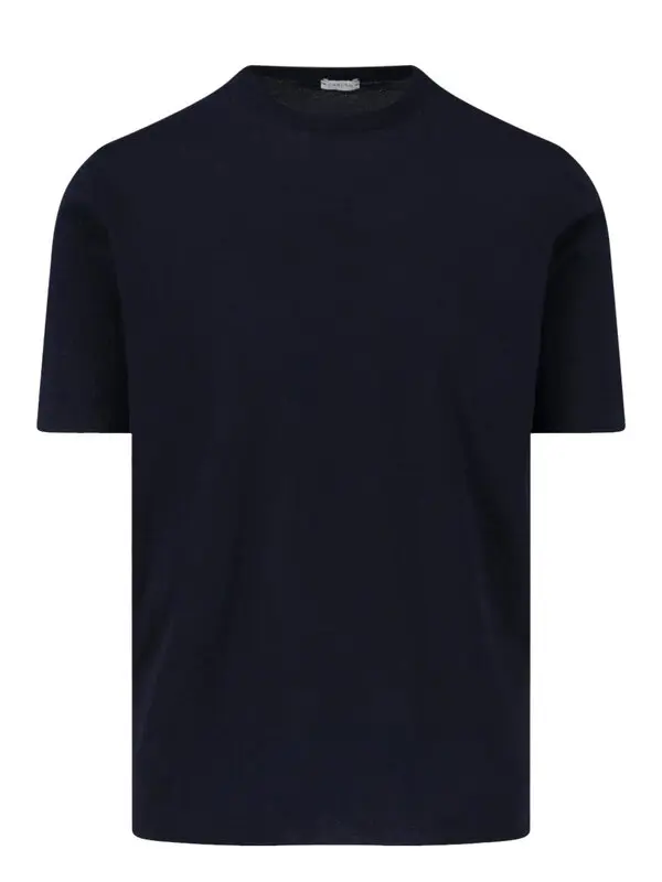 Caruso Short-sleeve Crewneck Knit Sweater - Blue