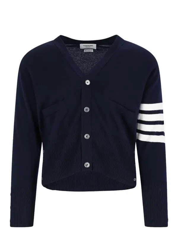 Thom Browne 100% Cashmere V-neck Cardigan - Blue