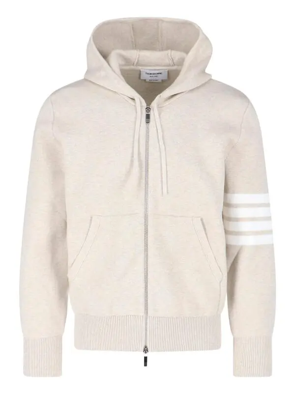 Thom Browne Lightweight 100% Cotton Zip-up Hoodie - Beige
