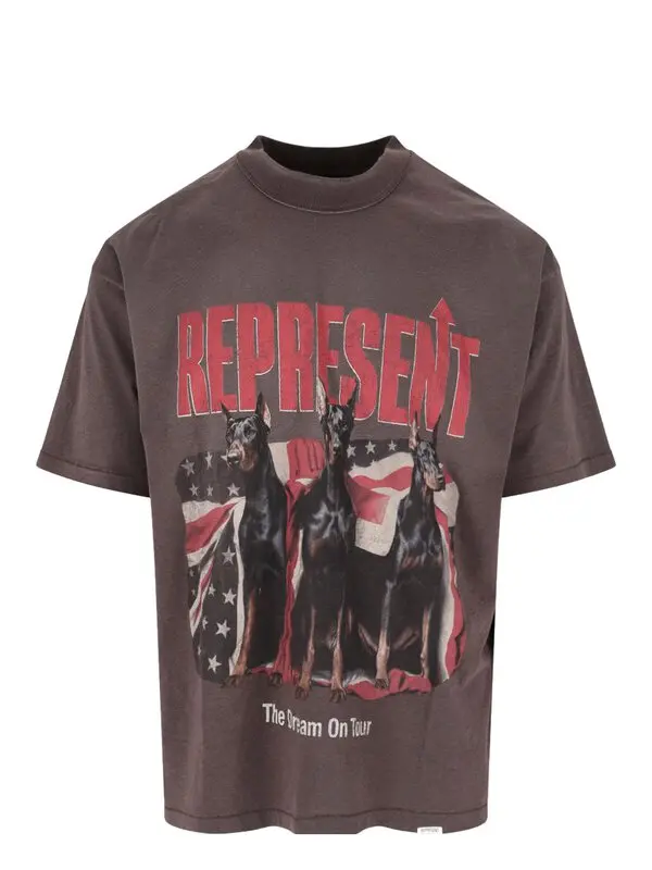 REPRESENT Graphic Dog Print T-shirt - Brown