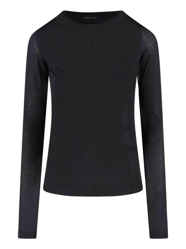 Phoebe Philo 100% Cotton Long Sleeve T-shirt - Nero