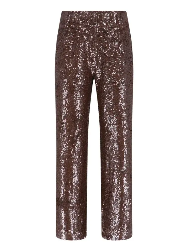 PAROSH Sequined Stretch Trousers - Brown
