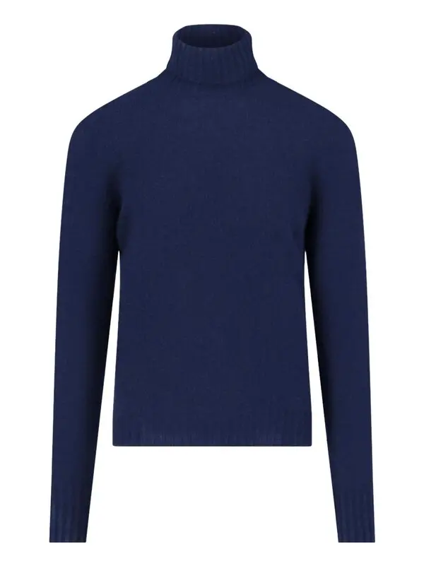 DRUMOHR 100% Cashmere Turtleneck Sweater - Blue