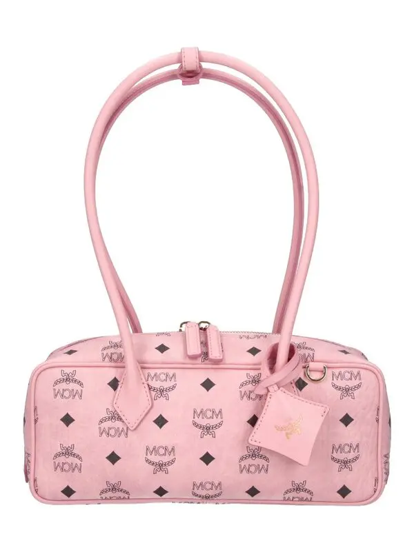 Mcm Gata Shoulder Bag With Monogram Pattern - Pink