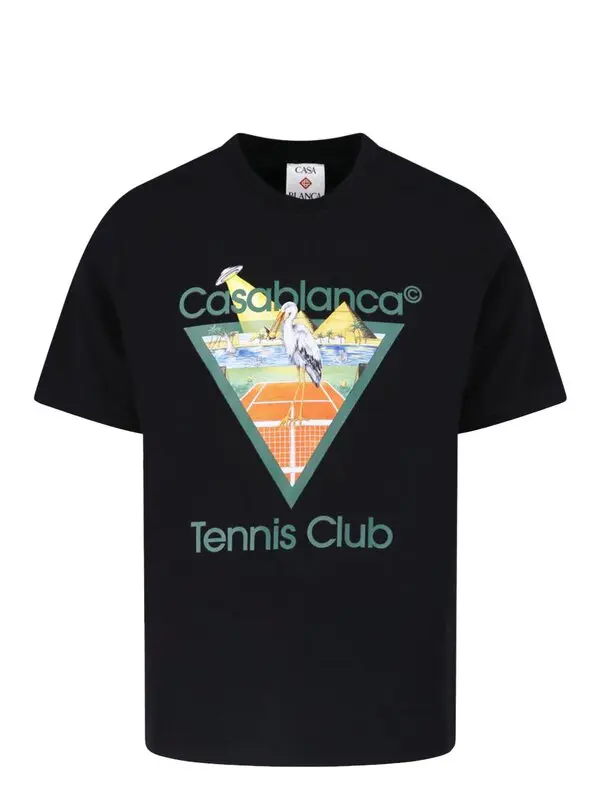 Casablanca Organic Cotton T-shirt With Tennis Club Triangle Graphic - Black
