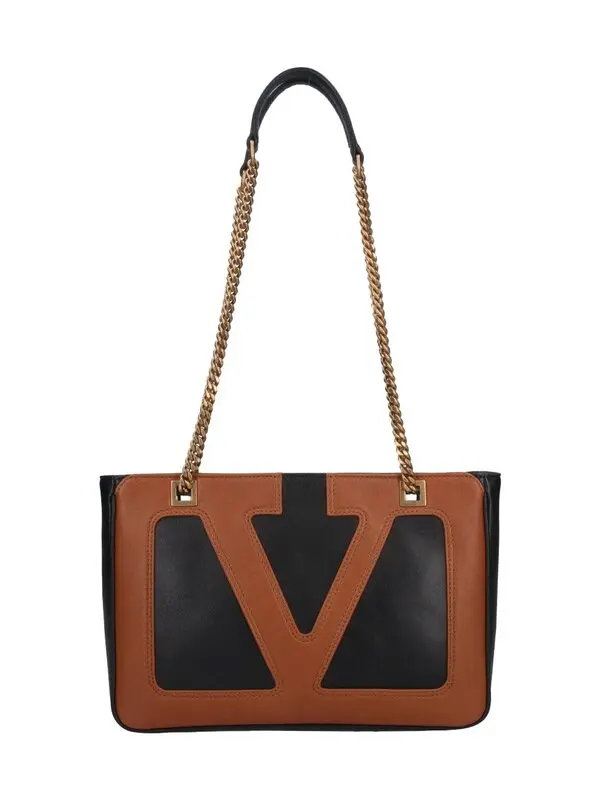 Valentino Garavani Chain Shoulder Tote Bag - Black