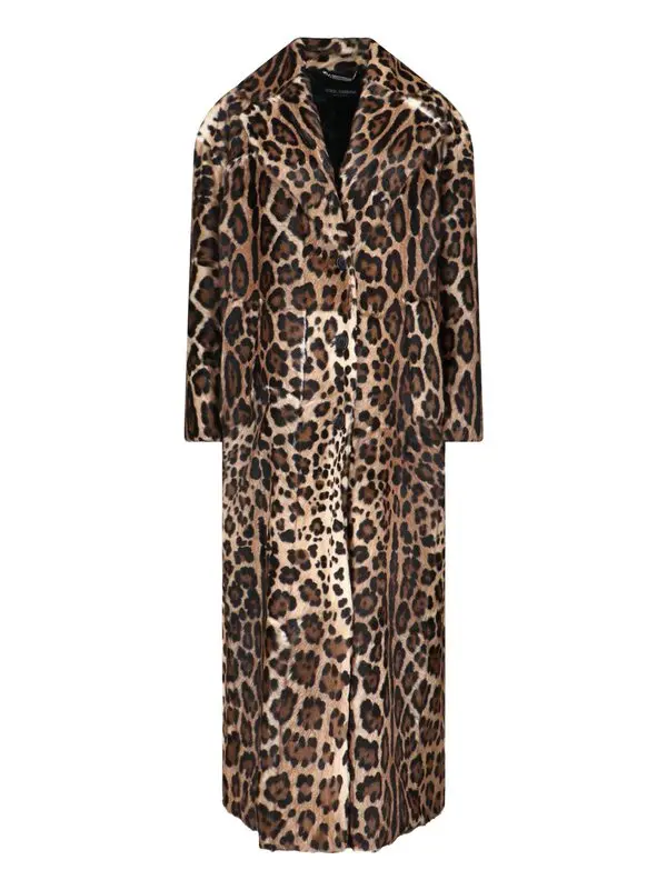 Dolce & Gabbana Leopard Print Long Coat - Multicolour