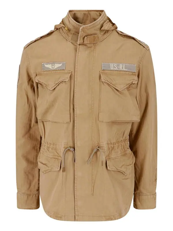 Polo Ralph Lauren 100% Cotton Utility Jacket With Patches - Beige