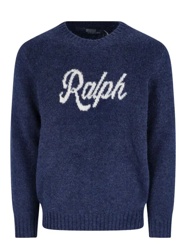 Polo Ralph Lauren Wool-alpaca Blend Crewneck Sweater With 'ralph' Embroidery - Blue