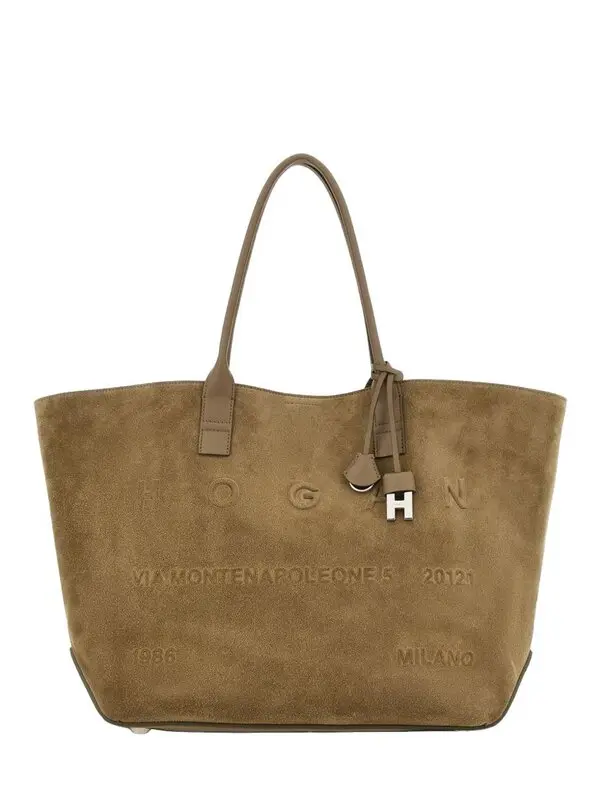 Hogan Address Medium Leather Tote Bag - Brown
