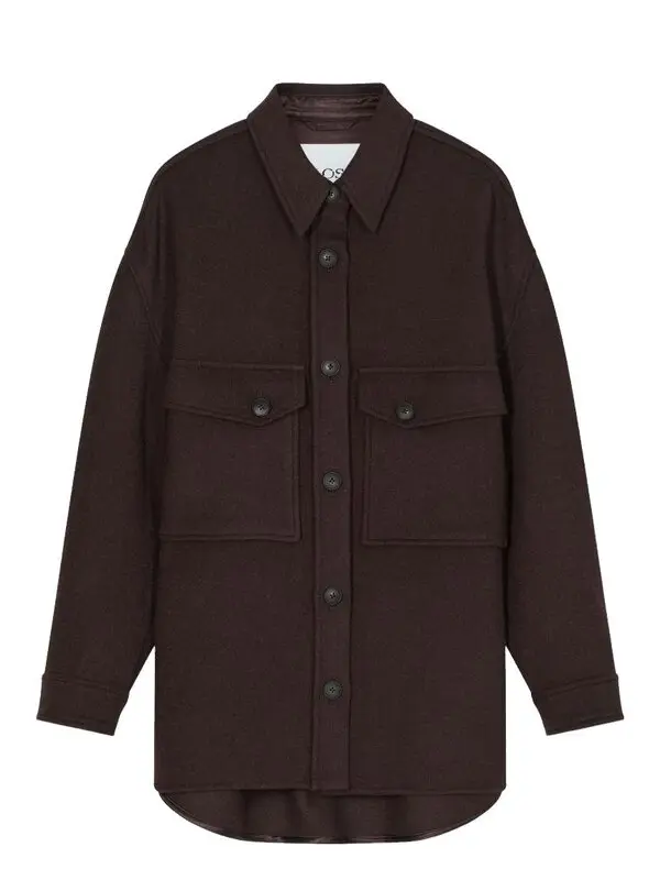 Closed Wool Blend Oversized Shirt - Brown