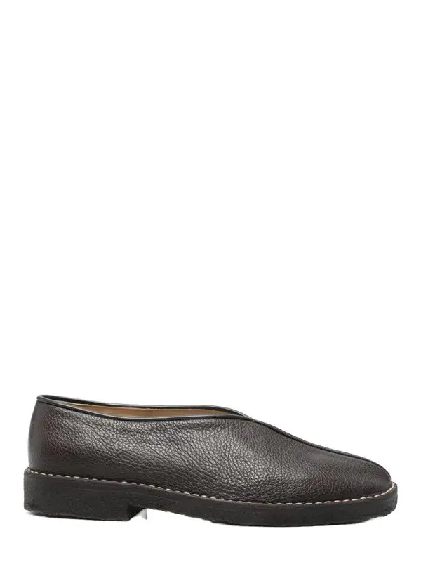 LEMAIRE Piped Leather Slippers - Brown