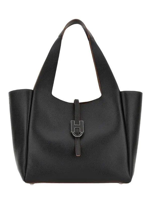 Hogan Trenc Leather Tote Bag - Black