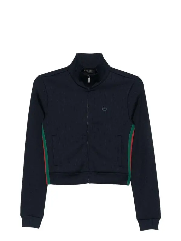 Gucci Cotton Blend Web Detail Sweatshirt - Blue