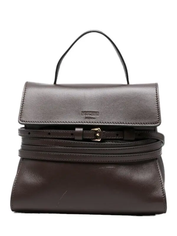 Moschino Tie Me Leather Handbag - Brown