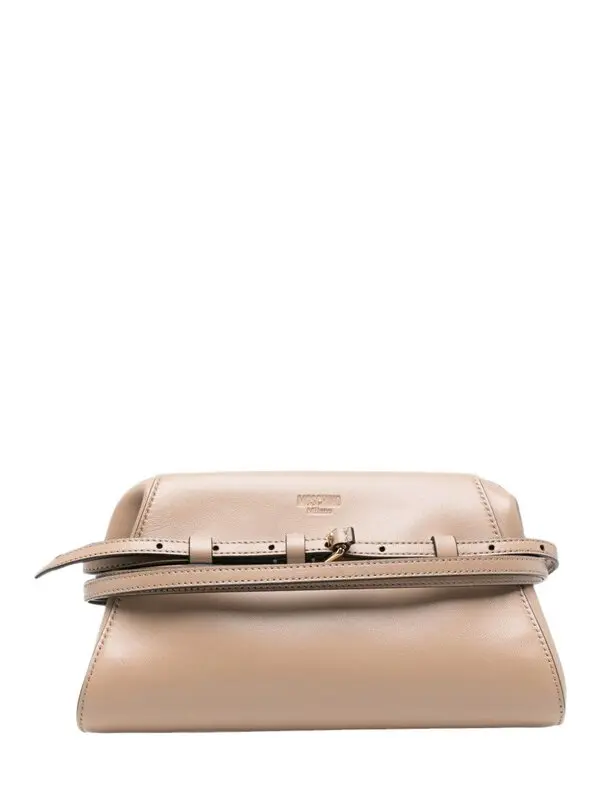 Moschino Tie Me Leather Clutch Bag - Beige