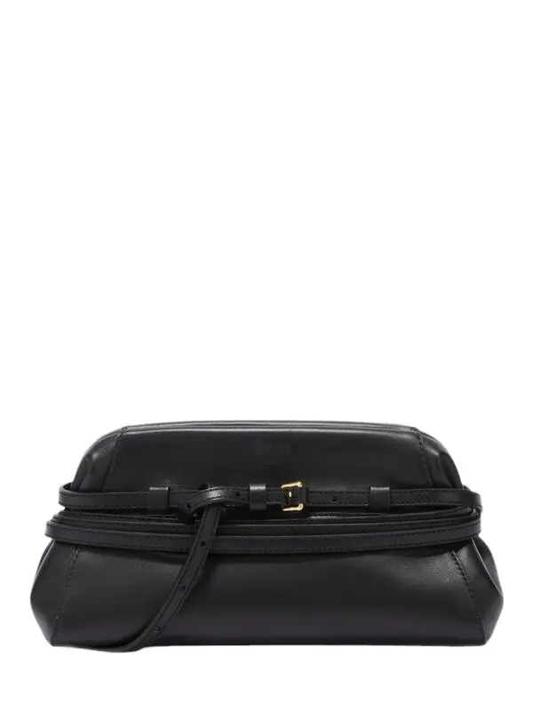 Moschino Tie Me Leather Clutch - Black