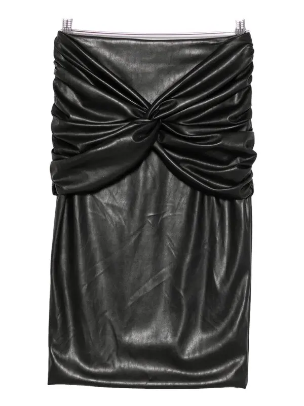 Elisabetta Franchi Faux Leather Midi Skirt - Black