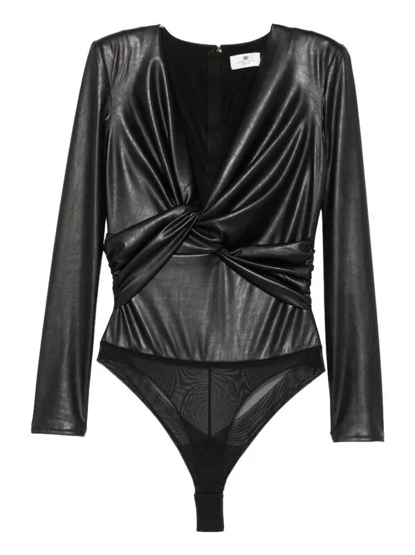 Elisabetta Franchi Twist-detail Long-sleeve Bodysuit - Black
