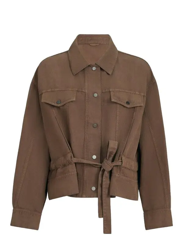 Brunello Cucinelli Belted Cropped Linen Jacket - Brown