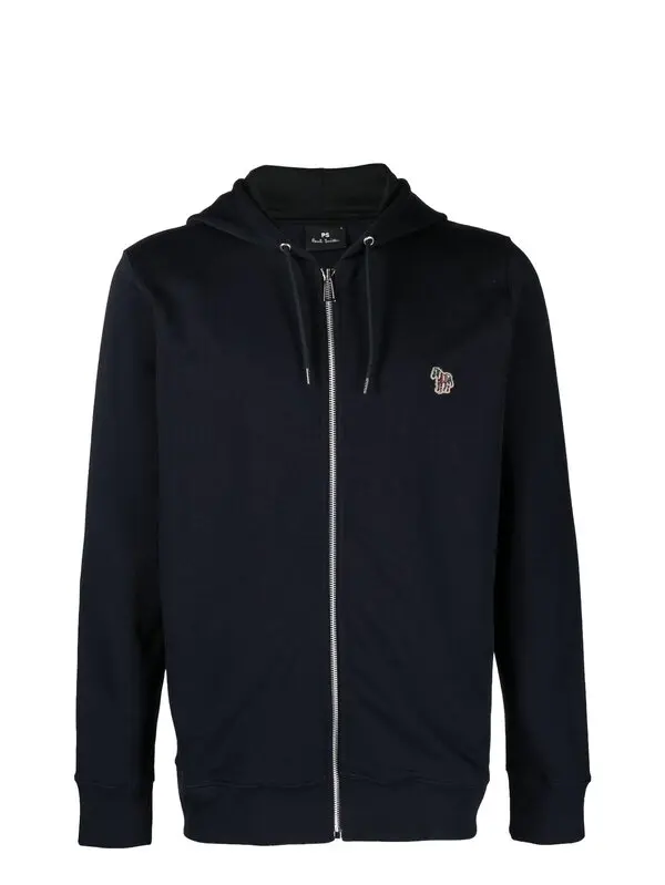 Paul Smith Full Zip Hoodie With Zebra Logo - Blue