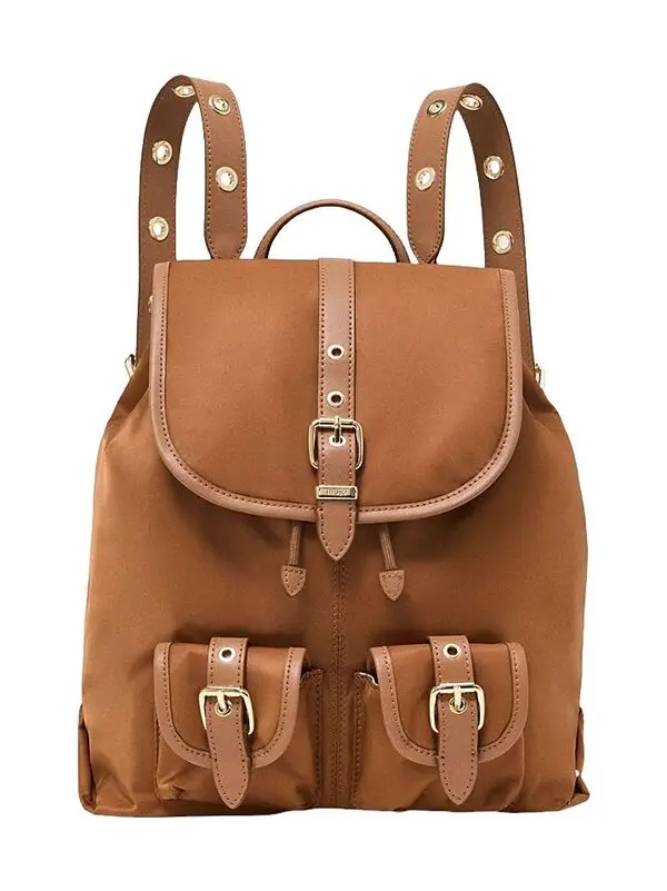 Maje Miss M Nylon & Leather Backpack - Camel
