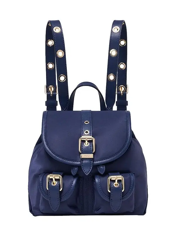 Maje Miss M Mini Nylon & Leather Backpack - Marine Blue