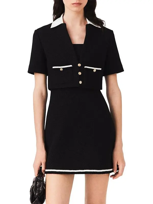 Maje 2 In 1 Tweed Dress - Black