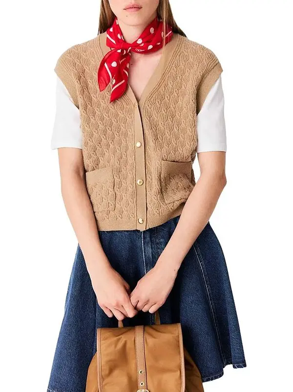 Maje 2-in-1 Effect Cardigan - Camel