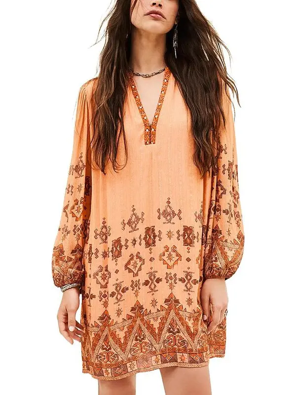 Ba&sh Zola Long Sleeve Tunic Dress - Orange
