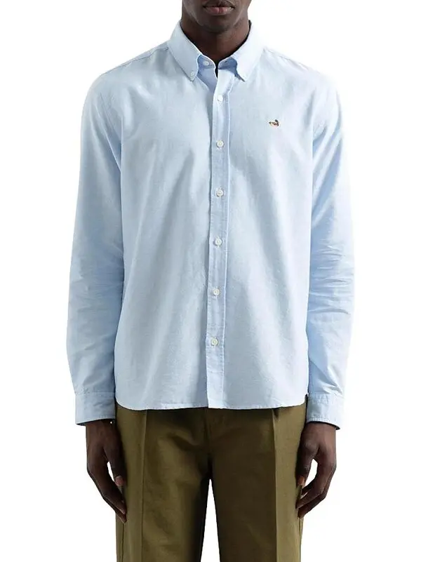 EDMMOND STUDIOS Duck Logo Oxford Shirt - Plain Light Blue