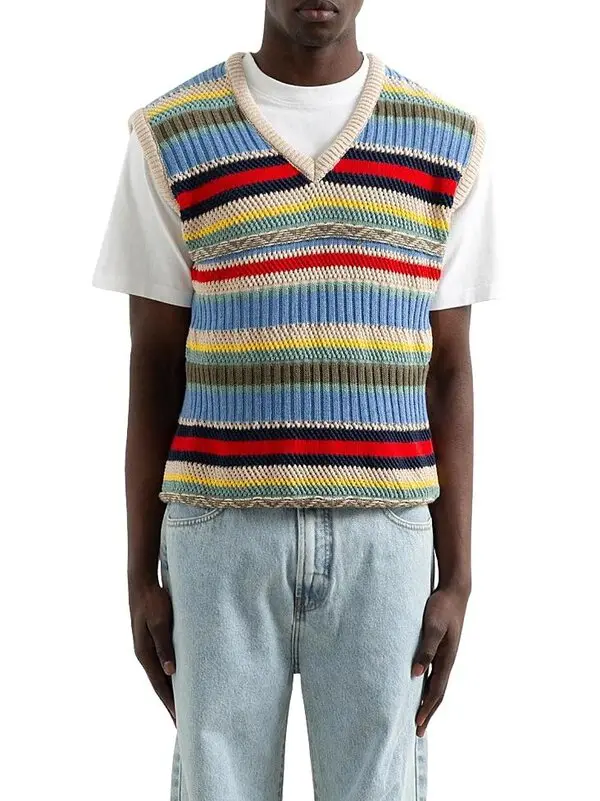 EDMMOND STUDIOS Color Striped Knitted Vest - Multi